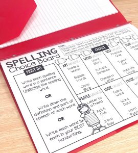 Make Spelling Practice Engaging with a Spelling Choice Board ...